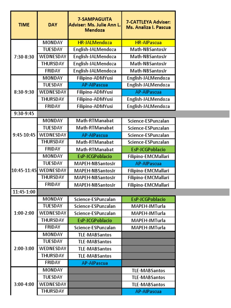 JHS Class Program S.Y. 2021 2022 School | PDF | Educational ...