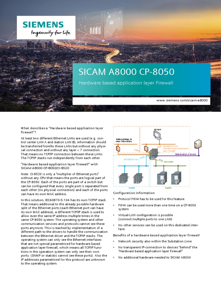 SICAM A8000 CP-8050: Hardware Based Application Layer Firewall | PDF ...