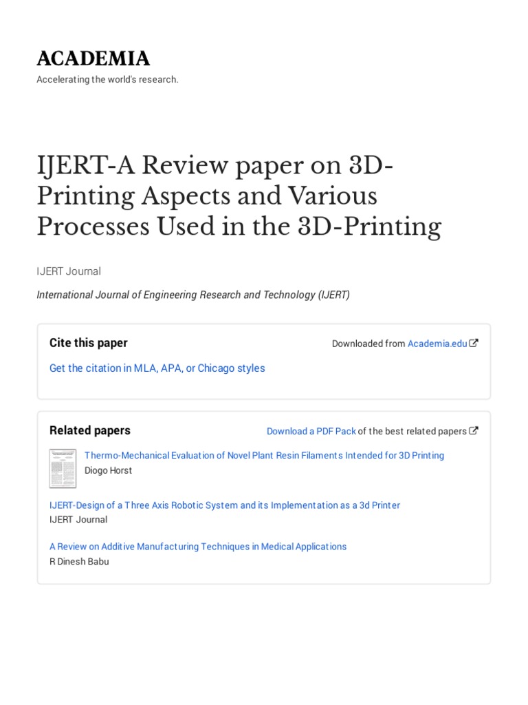IJERT-A Review Paper On 3D-Printing Aspects and Various Processes Used ...