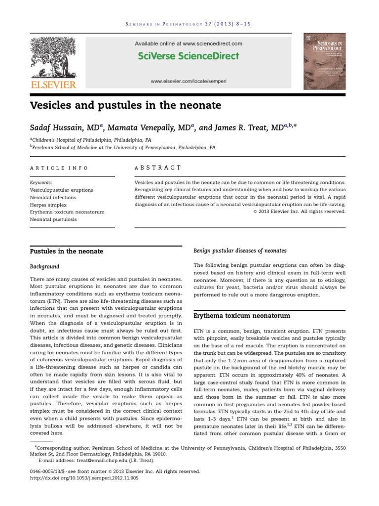 Neonatal Vesicles and Pustules Explained | PDF | Herpes Simplex ...