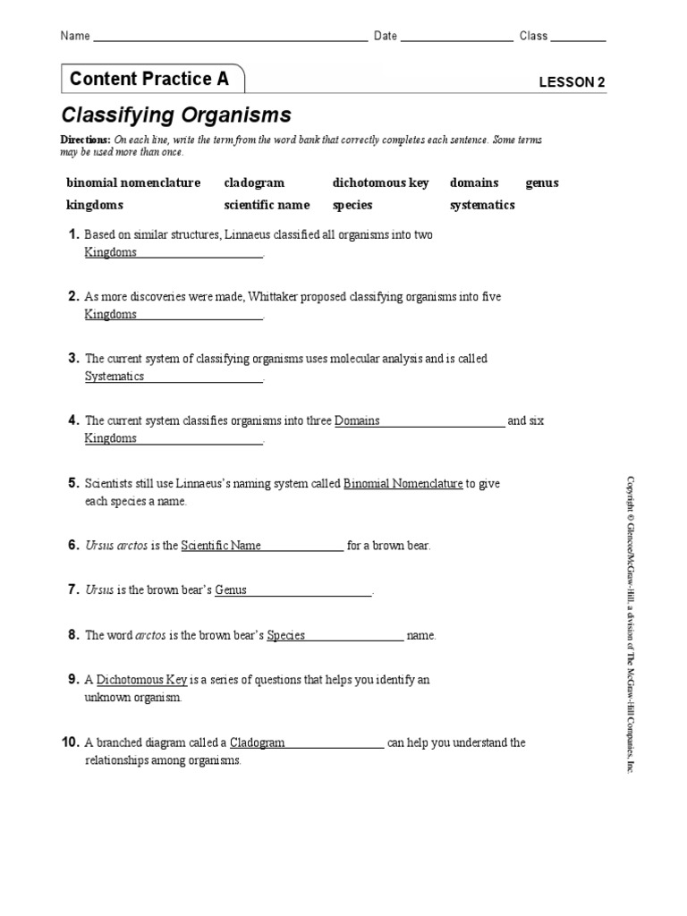 Classifying Organisms