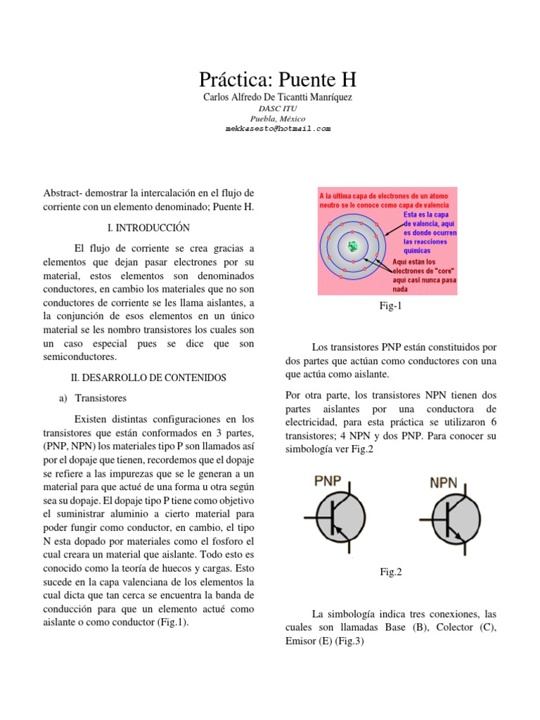 Puente H | PDF | Dopaje (semiconductor) | Transistor de unión bipolar