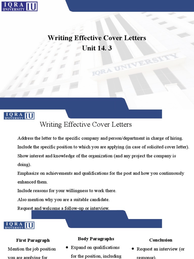 Writing Effective Cover Letters Unit 14. 3 | PDF