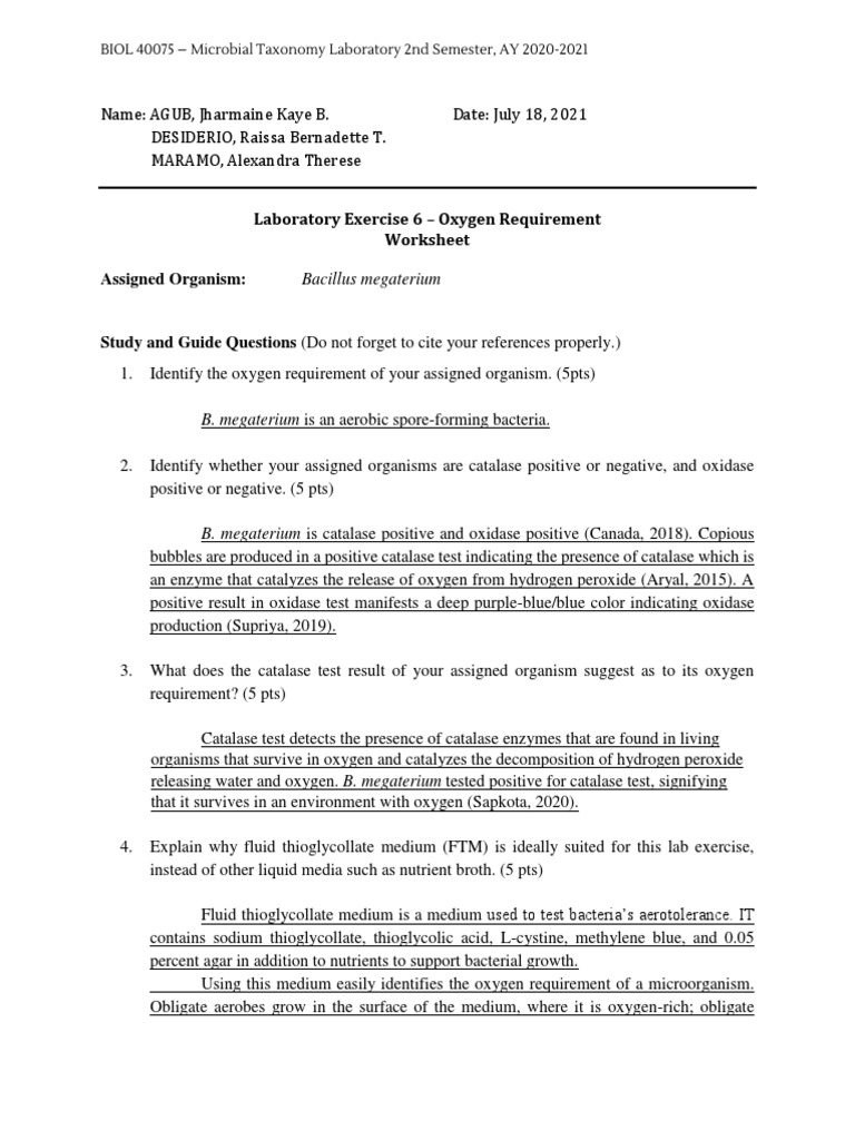 Lab 6 Agub Desiderio Maramo | PDF | Catalase | Growth Medium