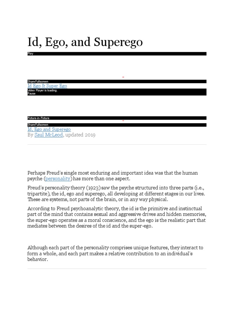 The ID EGO, Super Ego | PDF | Id | Psychoanalytic Schools