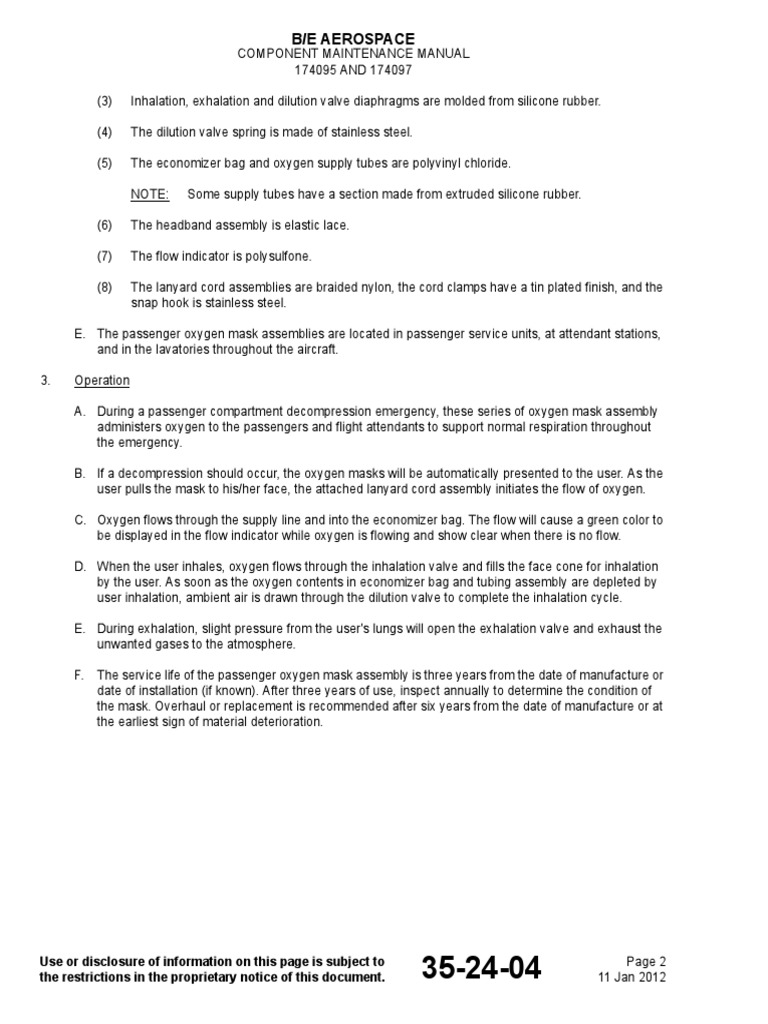 Overview of Passenger Oxygen Mask Assembly Components, Operation, and ...