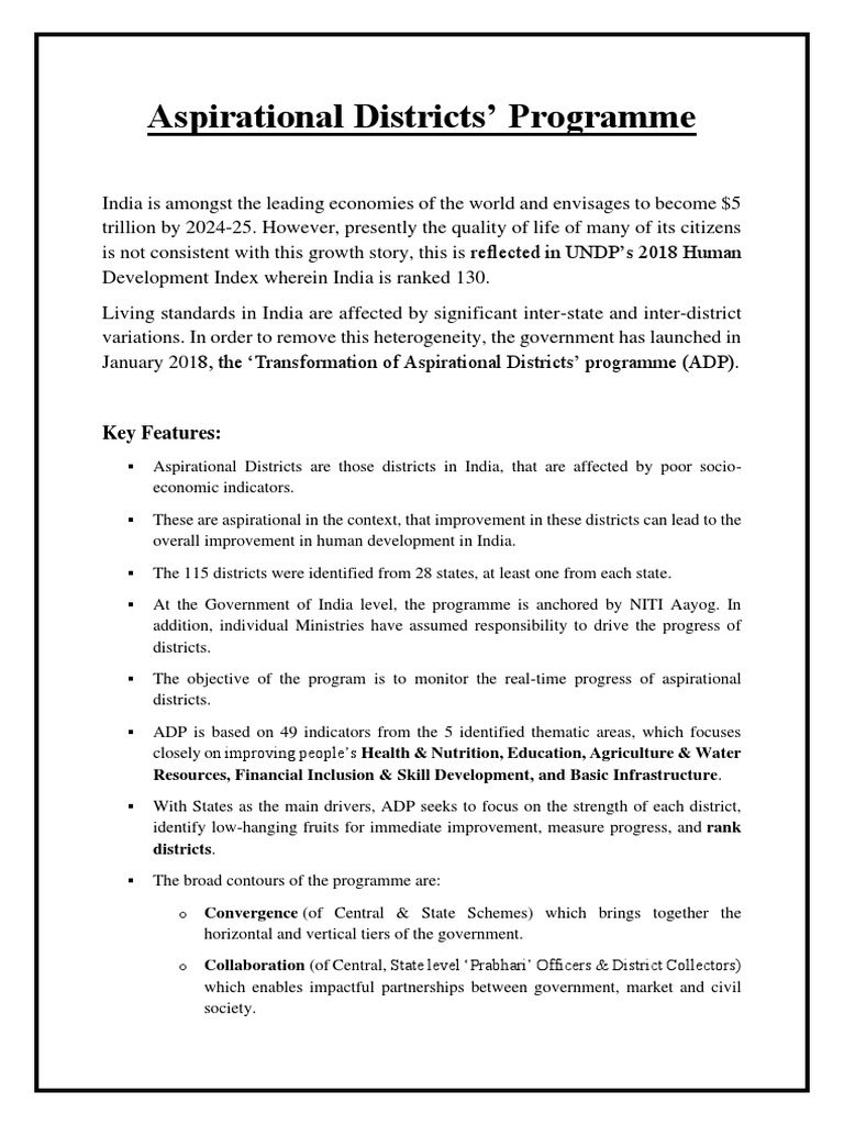 Aspirational Districts Programme Overview | PDF | Economies