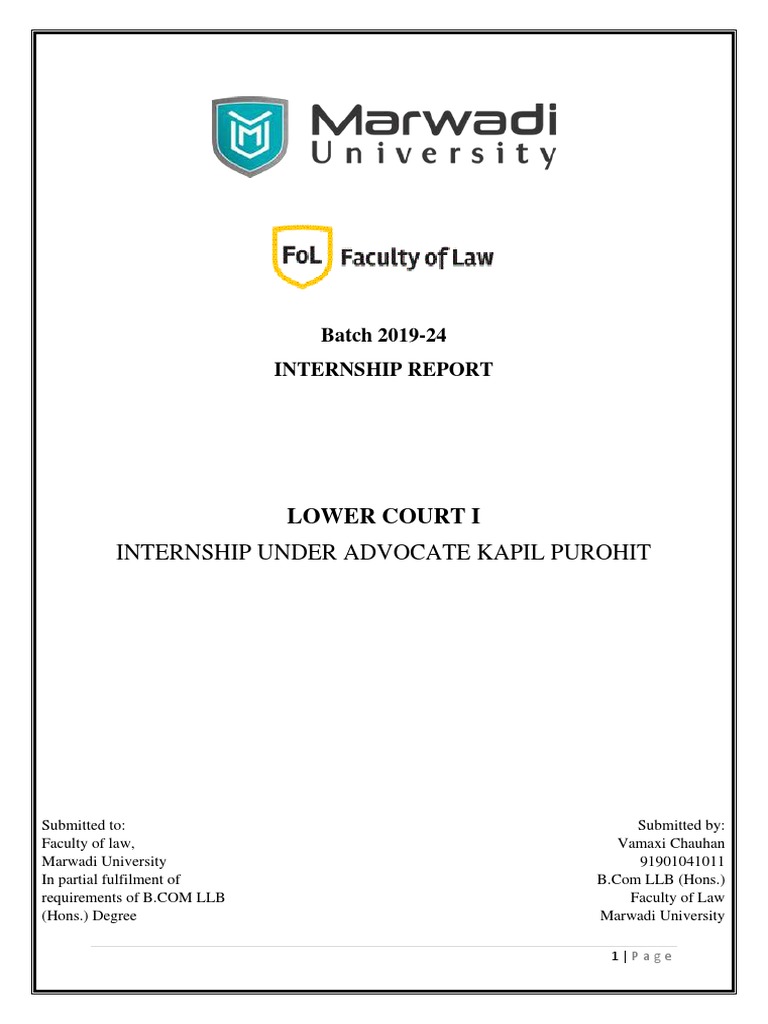 Internship Report Lower Court | PDF | Constitution | Legal Education