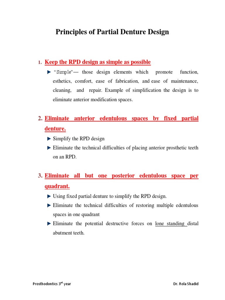 Principles of Partial Denture Design | PDF | Dentures | Mouth