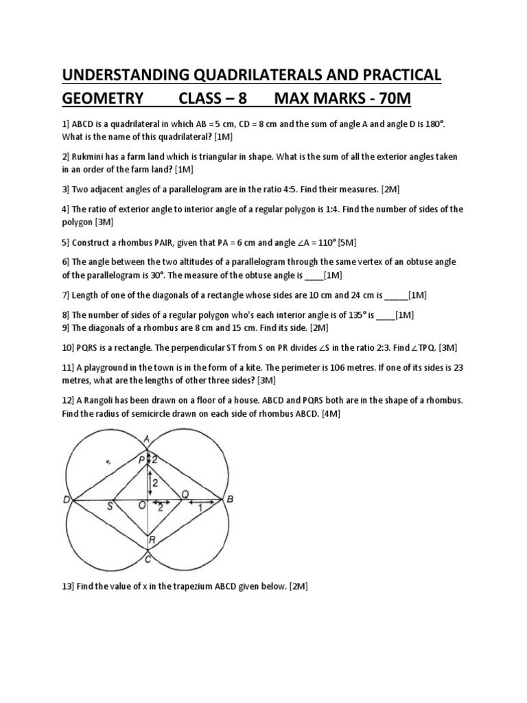 Quadrilaterals and Practical Geometry | PDF | Rectangle | Elementary Geometry