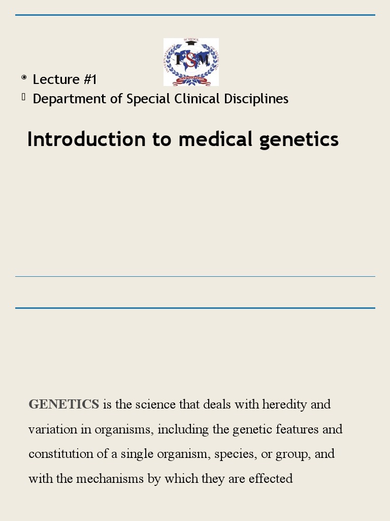 Introduction to Medical Genetics | PDF | Gene | Genetic Disorder