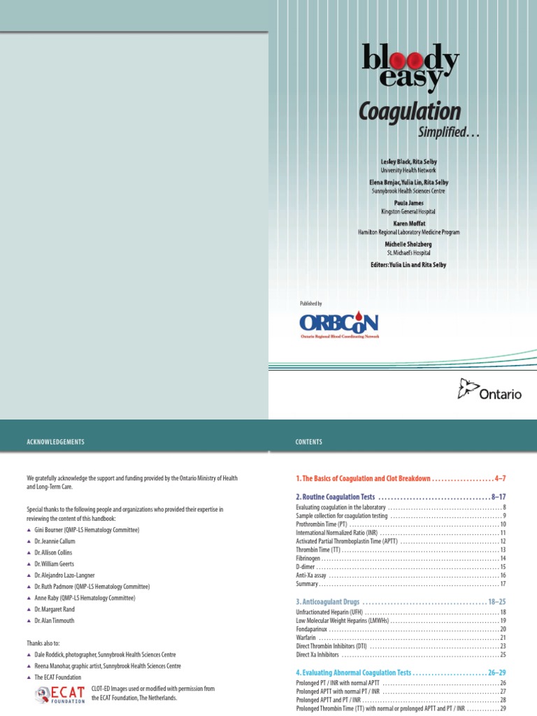 Simplified Coagulation Handbook | PDF | Coagulation | Platelet