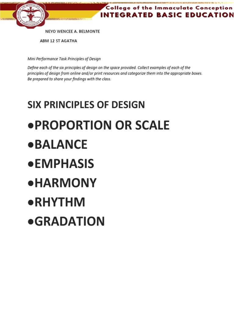 Proportion or Scale Balance Emphasis Harmony Rhythm Gradation | PDF ...