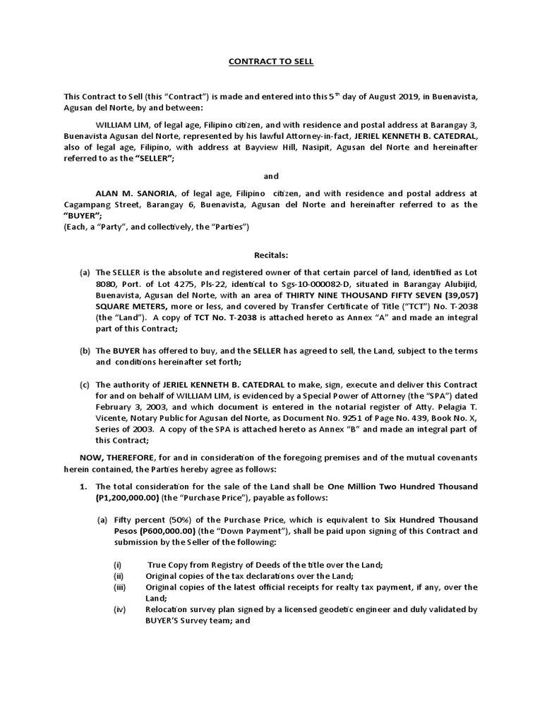 CONTRACT TO SEL1 Catedral | PDF | Sales | Taxes