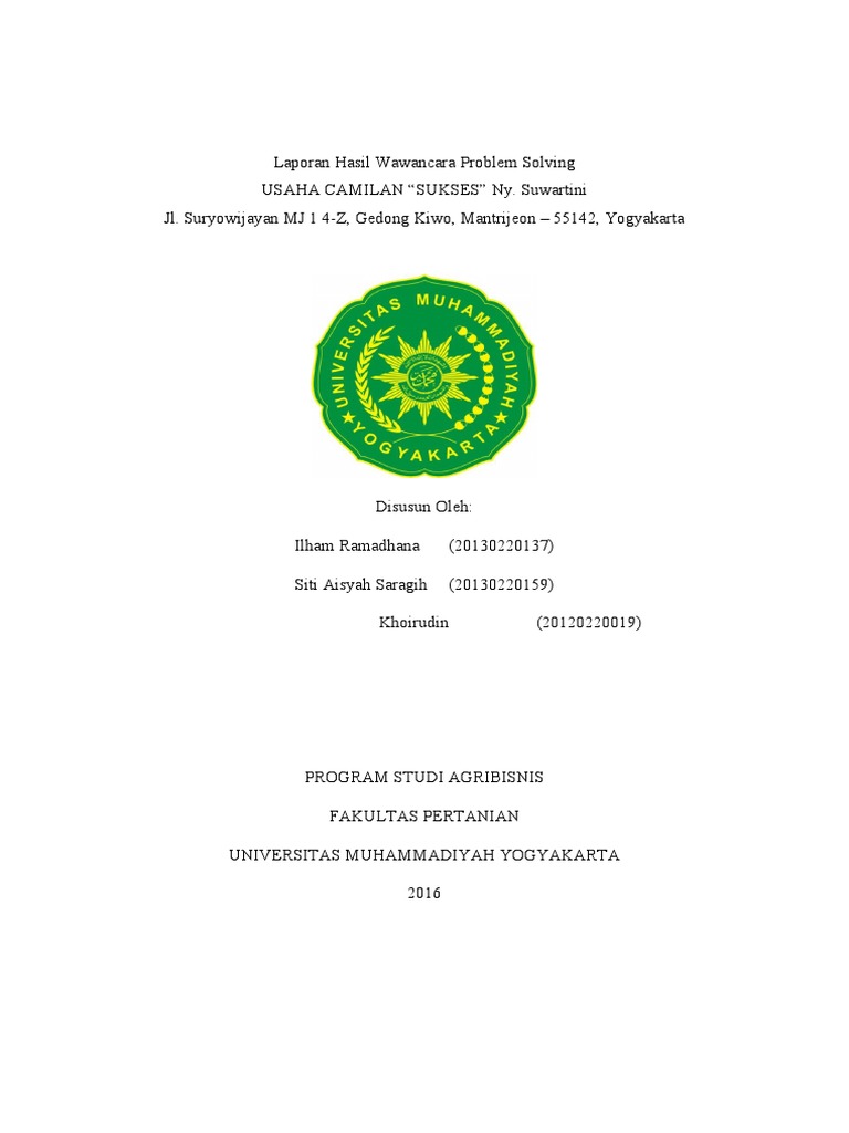 Laporan Hasil Wawancara Problem Solving | PDF