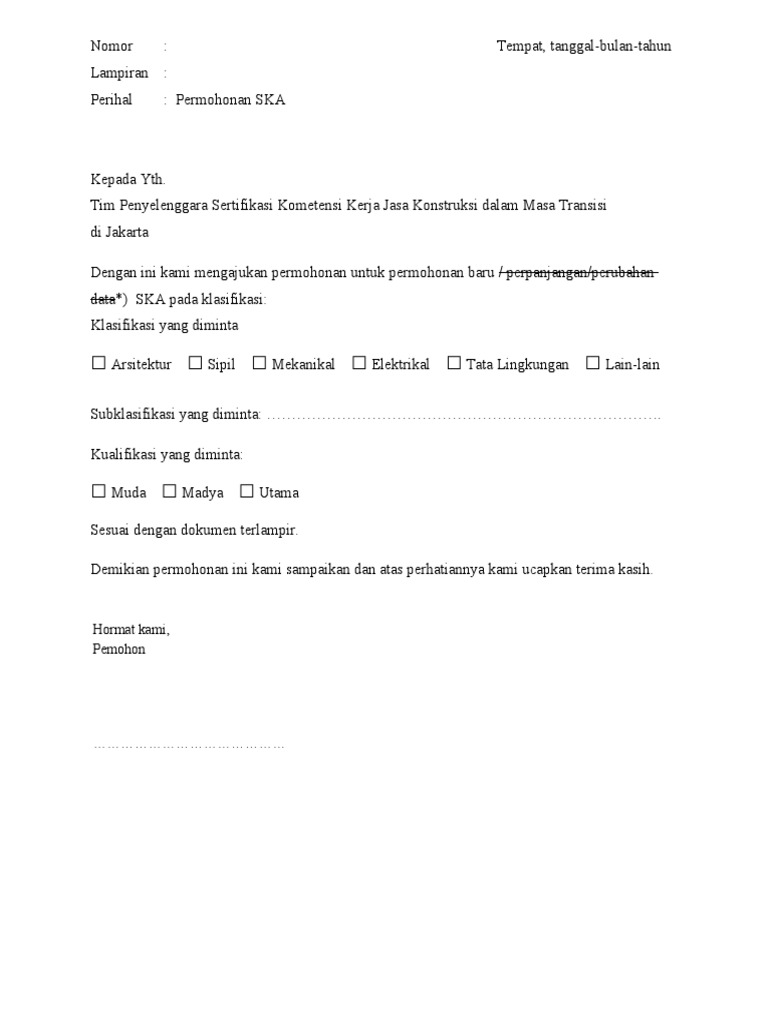 Form Isian Peserta (Khusus Uji SKA) | PDF