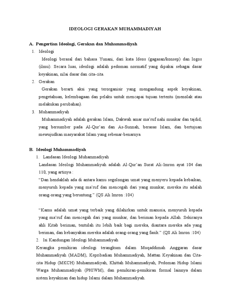 Ideologi Muhammadiyah | PDF