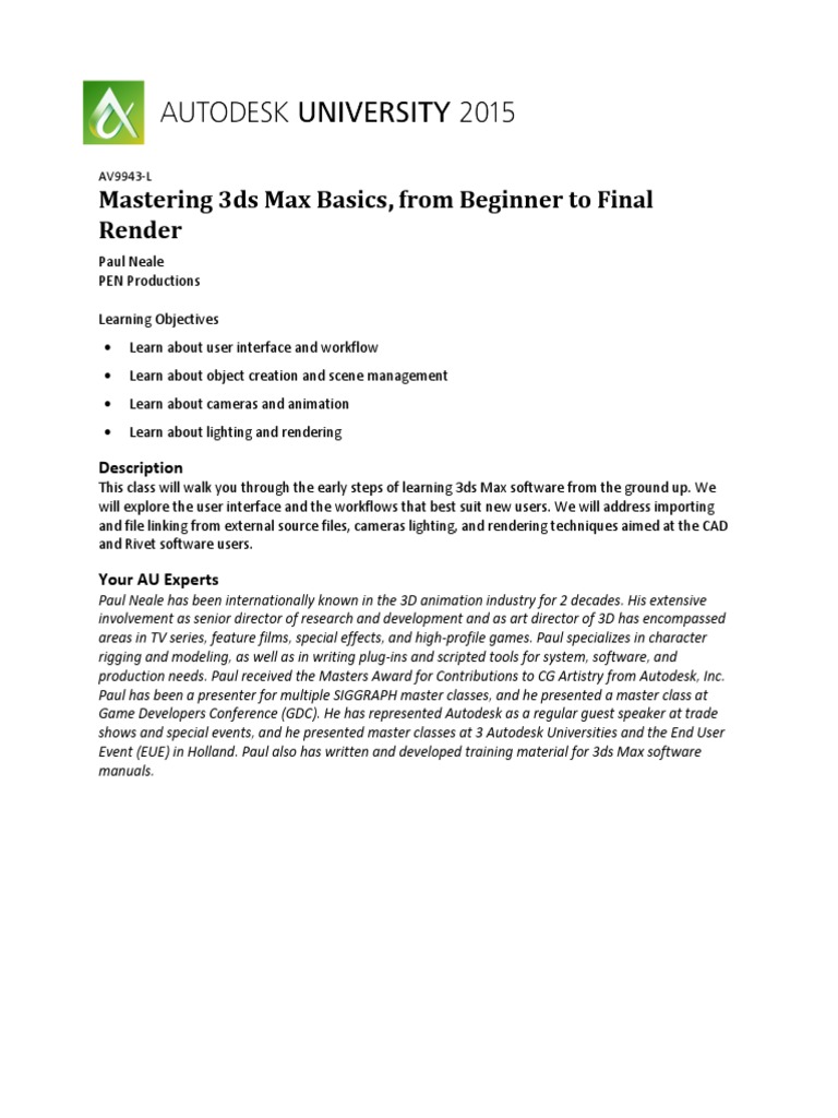 Mastering 3ds Max Basics, From Beginner To Final Render: Description | PDF | Shader | Autodesk ...