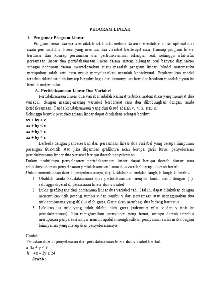 KD 3.1 Program Linear | PDF | Metode & Bahan Ajar