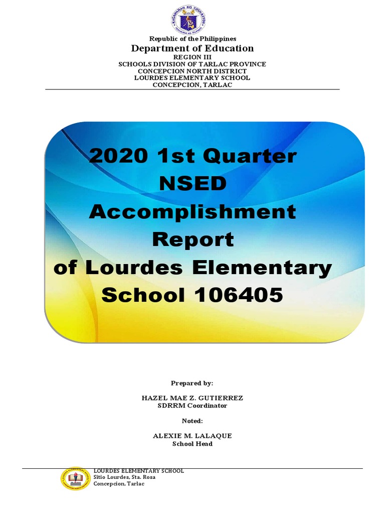 Lourdes Elementary School NSED Reports | PDF | Educational ...