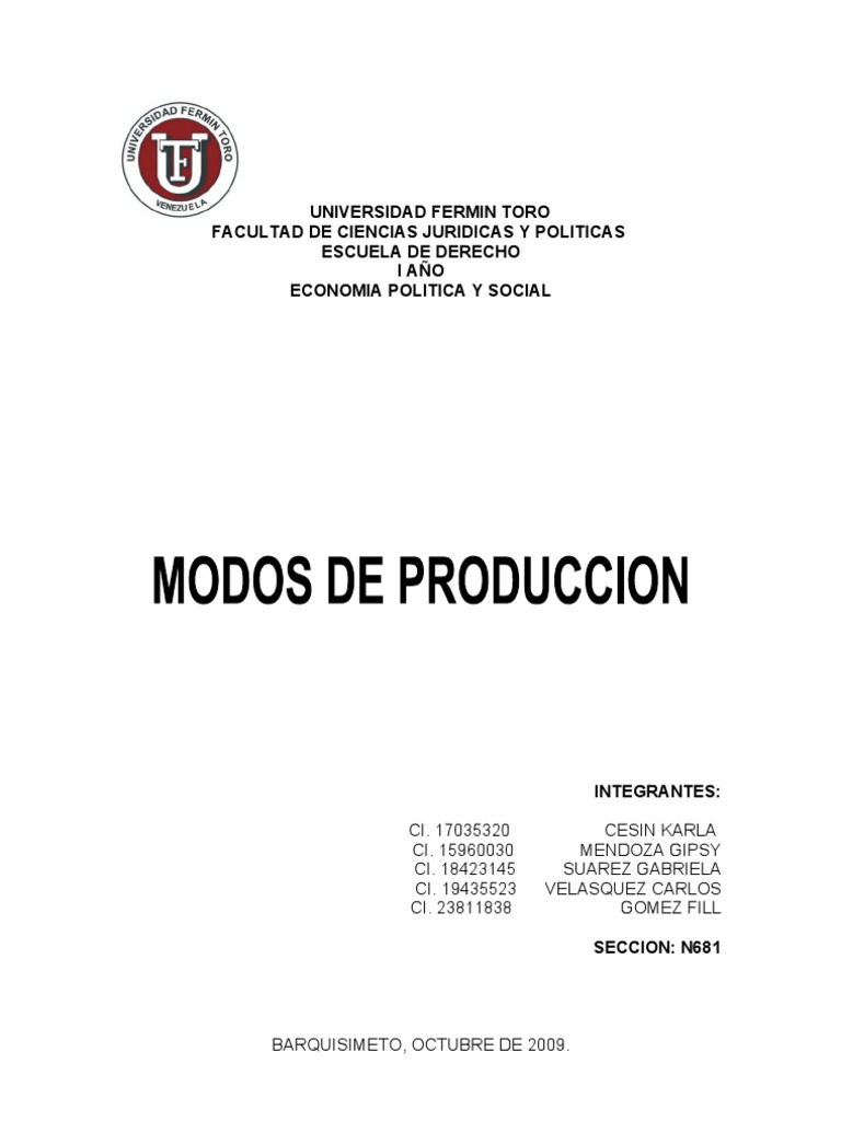 Modos de Producción. ECONOMIA | PDF | Capitalismo | Feudalismo