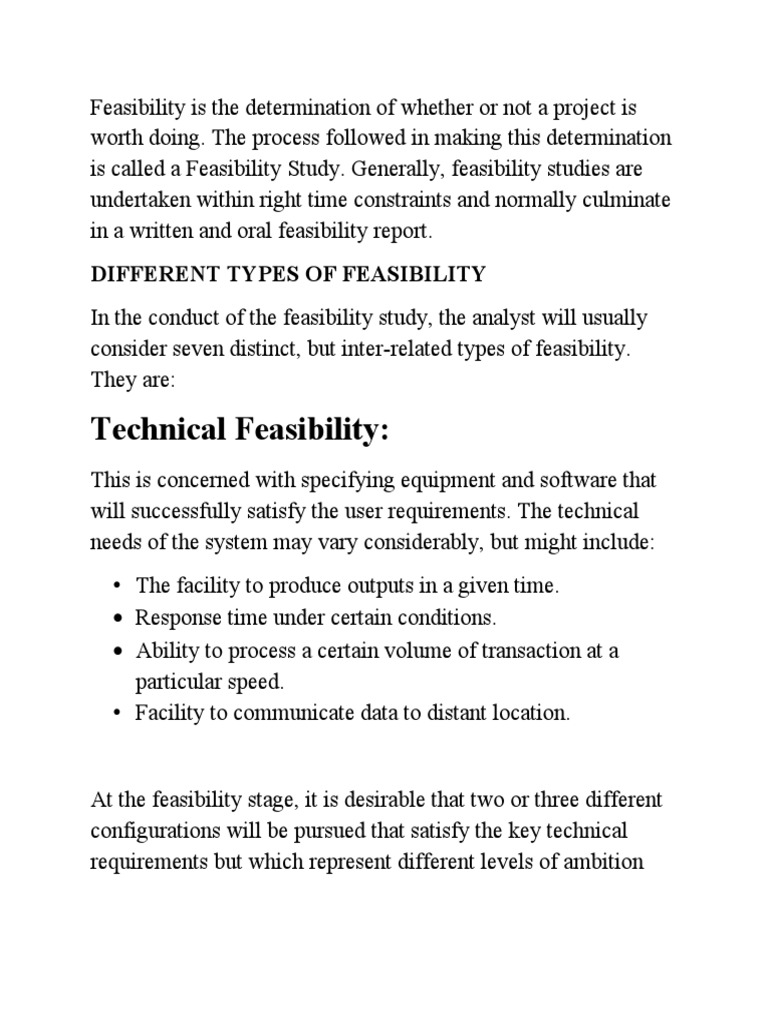 Technical Feasibility:: Different Types of Feasibility | PDF ...
