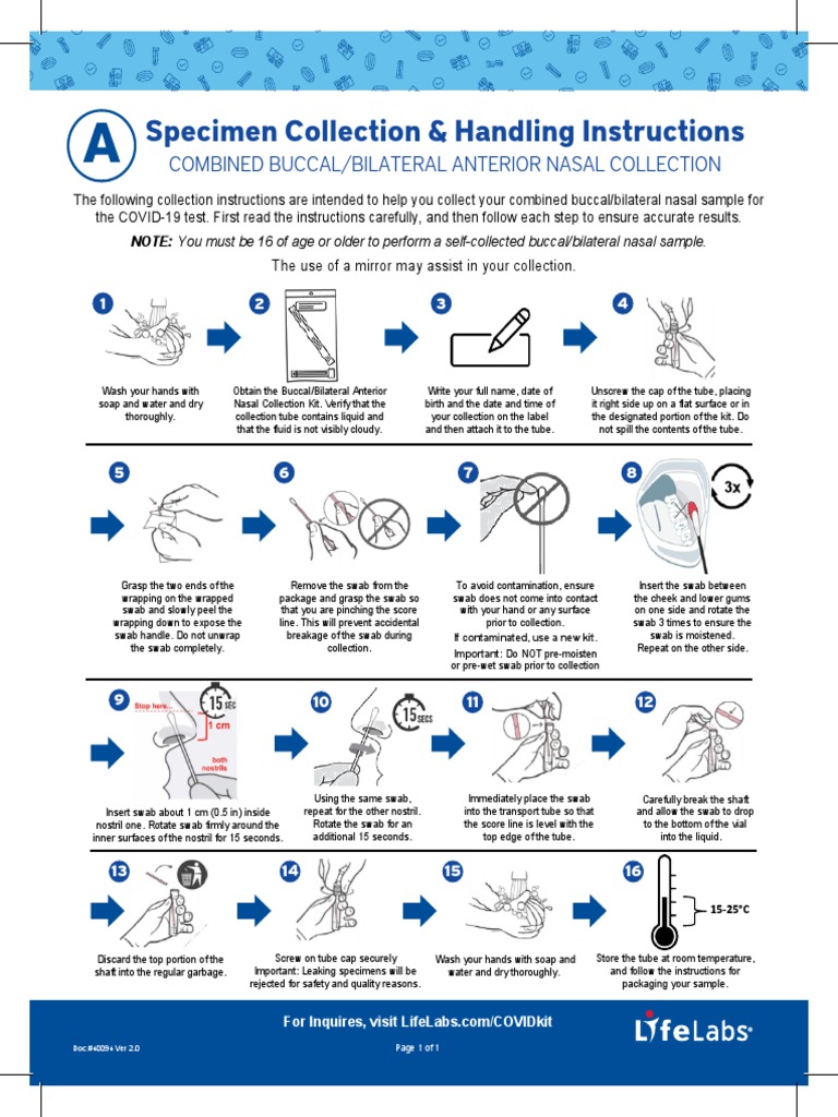 Specimen Collection & Handling Instructions: Combined Buccal/Bilateral ...
