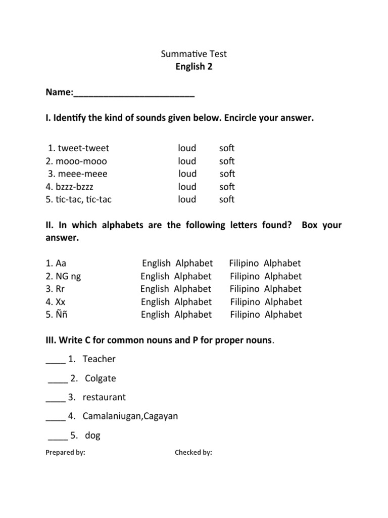 Summative Test English Q1 MELC | PDF