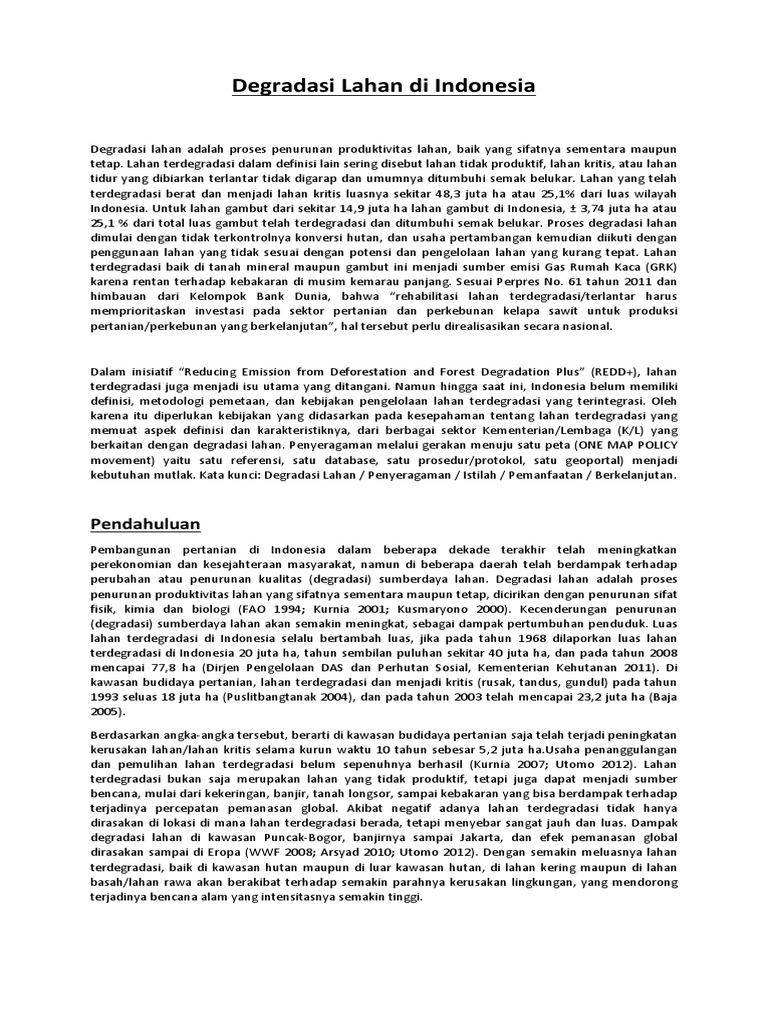 Degradasi Lahan Di Indonesia | PDF