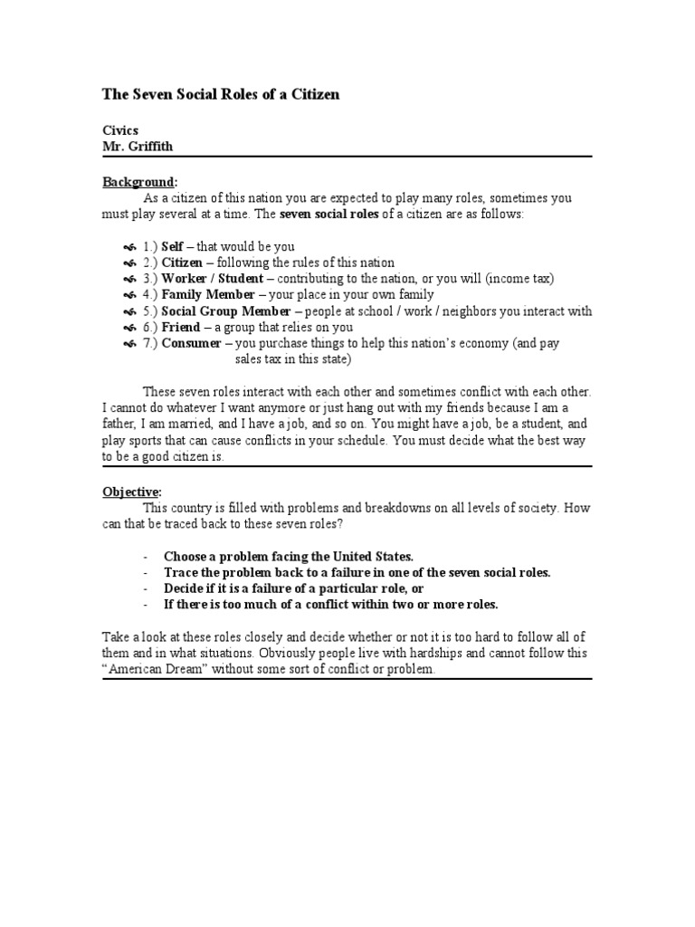 The Seven Social Roles of A Citizen | PDF