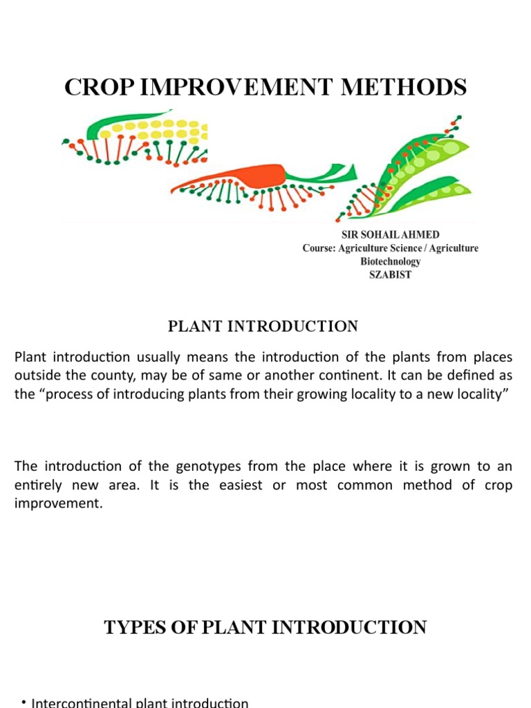 Lec# Crop Improvement Methods | PDF | Plant Breeding | Agriculture