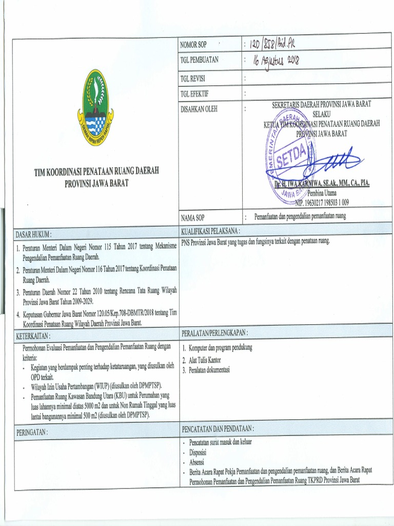 Sop Pemanfaatan Dan Pengendalian Pemanfaatan Ruang - Rotated | PDF