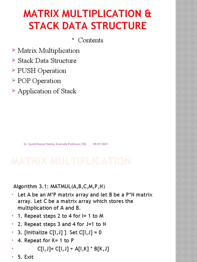 Matrix Multiplication & Stack Data Structure | PDF | Theoretical Computer Science | Computer ...