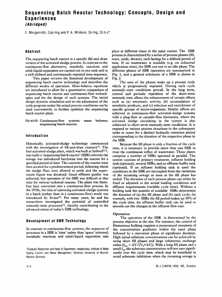 Sequencing Batch Reactor Design Overview | PDF | Sewage Treatment ...