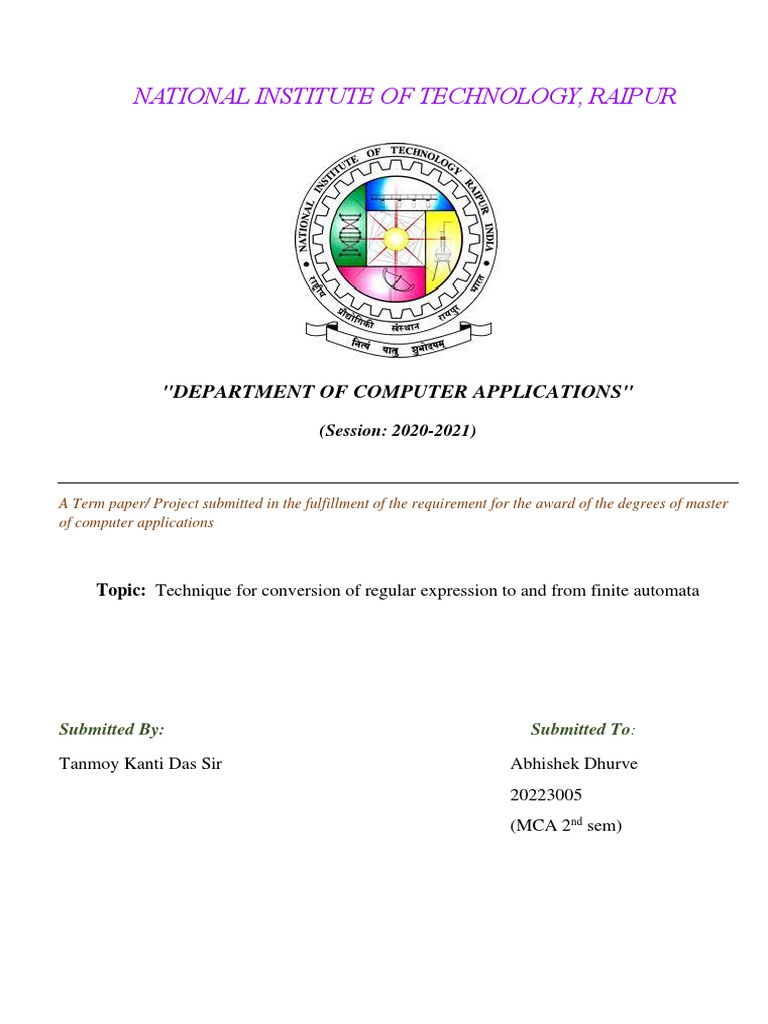 Theory of Computation Term Paper | PDF | Regular Expression | Computing