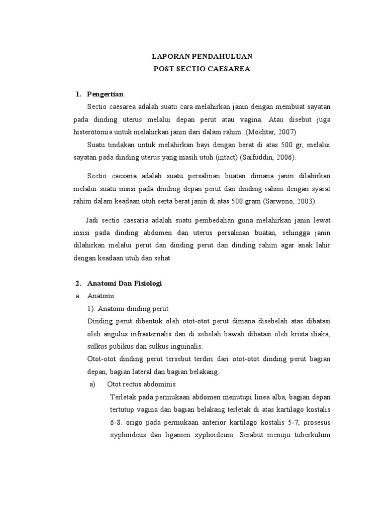 Panduan Post Sectio Caesarea | PDF