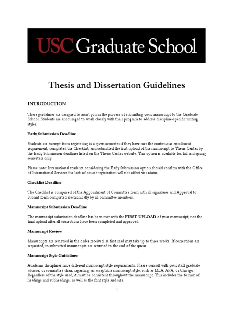 Thesis and Dissertation Guideline: Early Submission Deadline | PDF ...