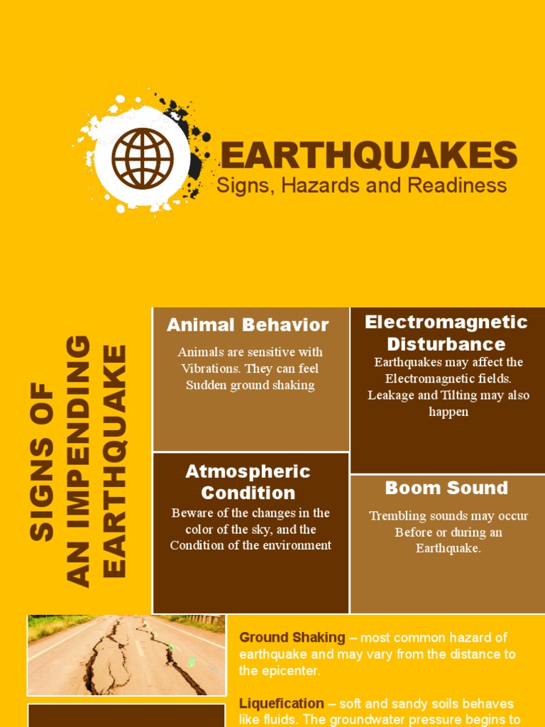 Earthquake Signs, Hazards & Preparedness | PDF | Earthquakes | Hazards