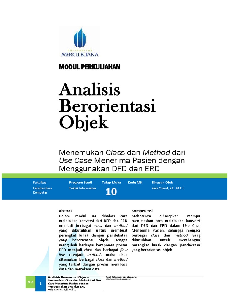 Analisa Berorientasi Objek - Modul 10 - Menemukan Class Dan Method Dari Use Case Menerima Pasien ...