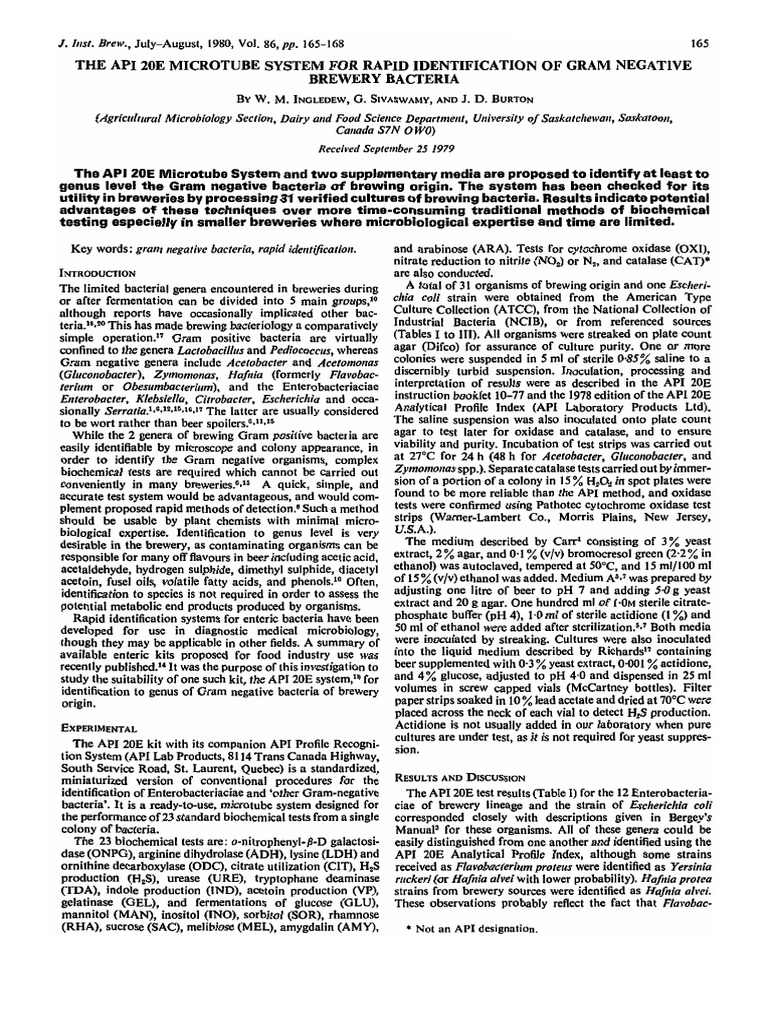 The Api 20E Microtube System For Rapid Identification of Gram Negative ...