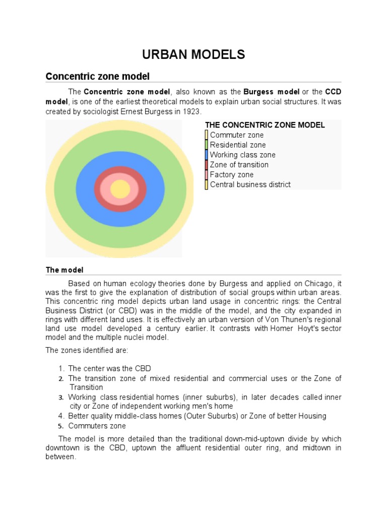Urban Models: Concentric Zone Model | PDF | Urbanization | Urban Planning