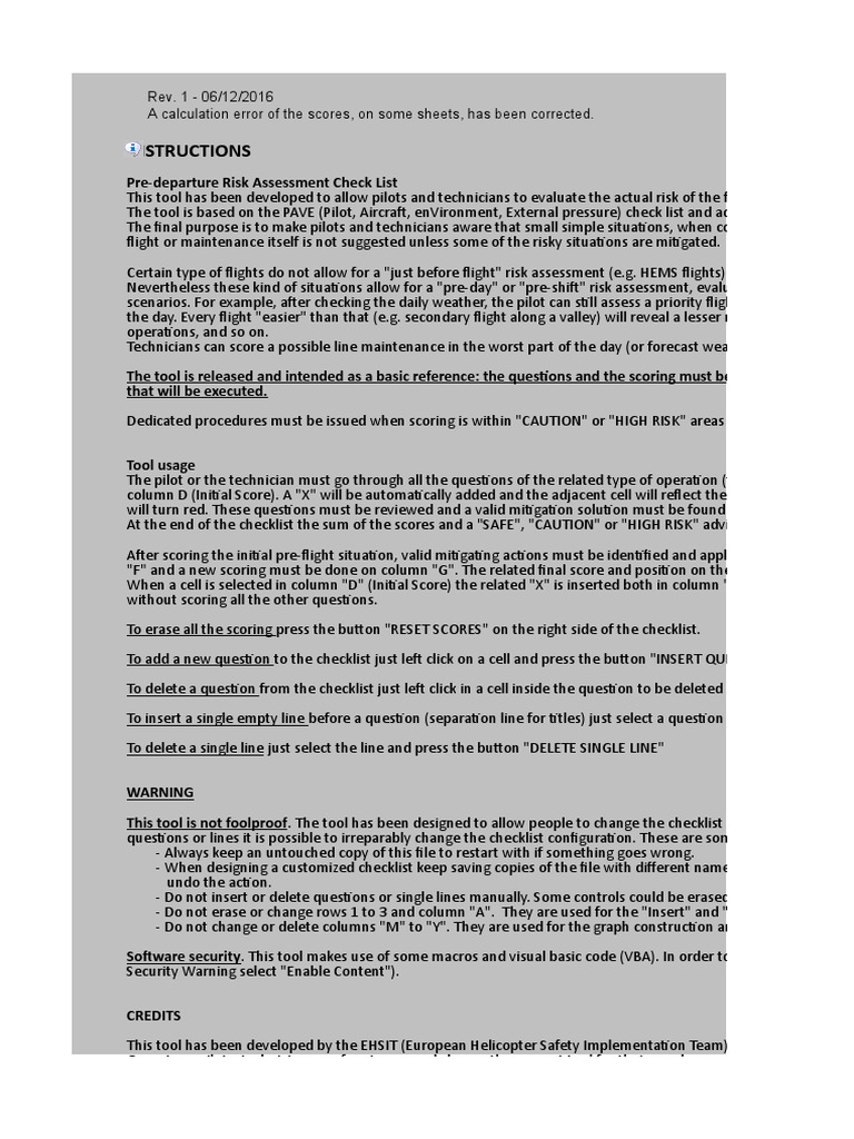 Pre-Flight Risk Assessment Tool Guide | PDF | Instrument Flight Rules ...