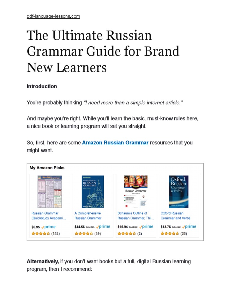 The Ultimate Russian Grammar Guide For Brand New Learners | PDF ...