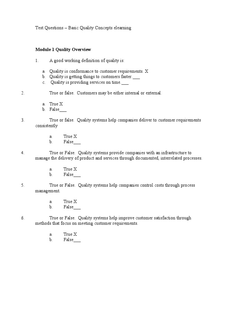 Basic Quality Elearing Test Questions | PDF | Educational Technology ...