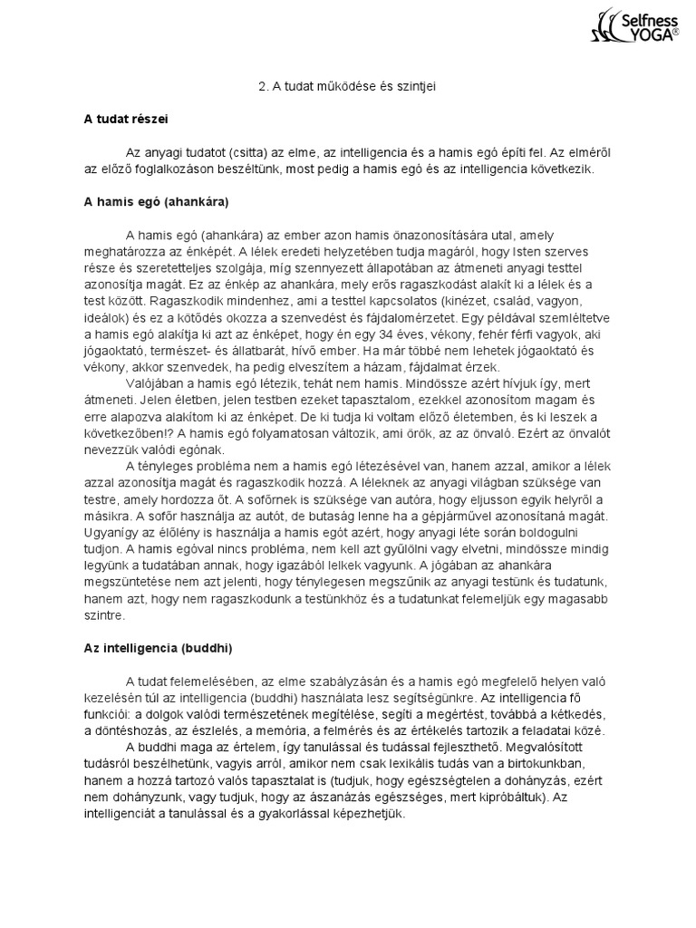 A Tudat Működése És Szintjei | PDF