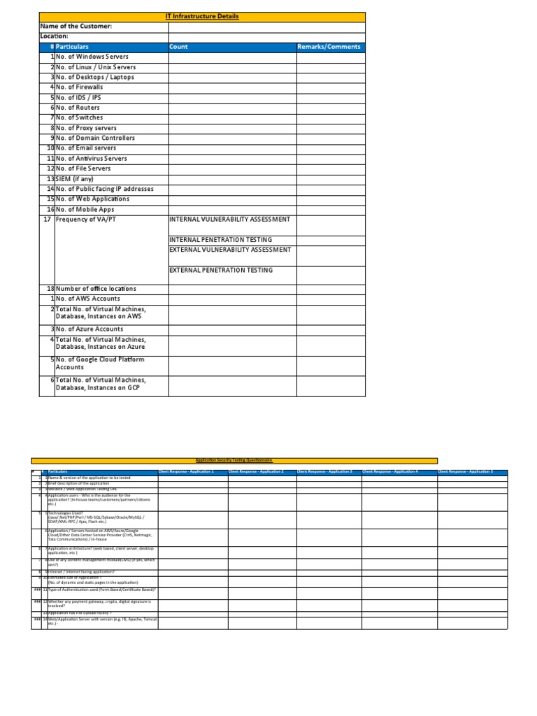 Scoping Sheet For Network, Web App, Mobile App | PDF | Ios | Web ...