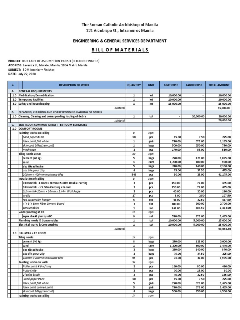 Bom Interior+Finishes | PDF | Tile | Architecture