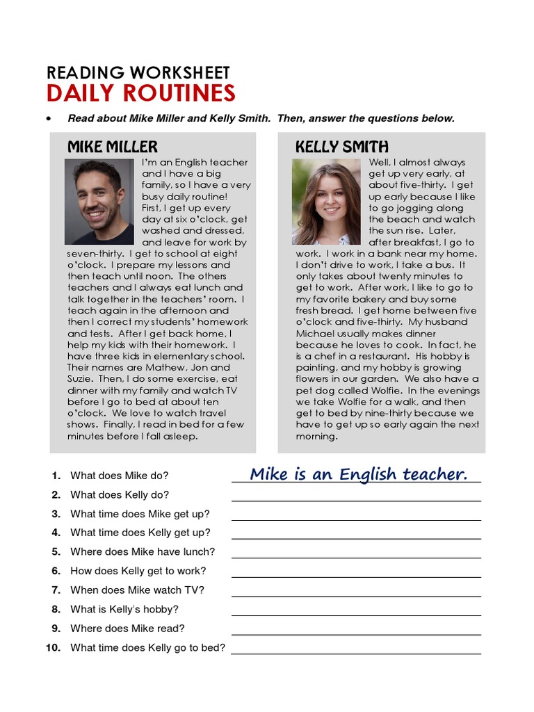 Daily Routine + Answer Key | PDF | Vocabulary | Communication
