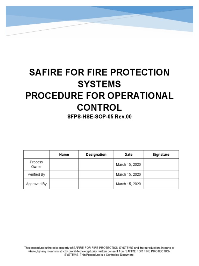 05 - Procedure For Operational Control | PDF | Risk | Risk Assessment