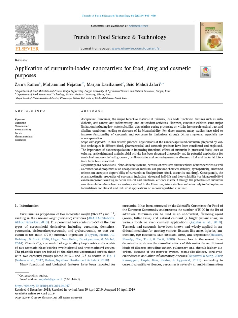 Applications of Curcumin | PDF | Emulsion | Cancer